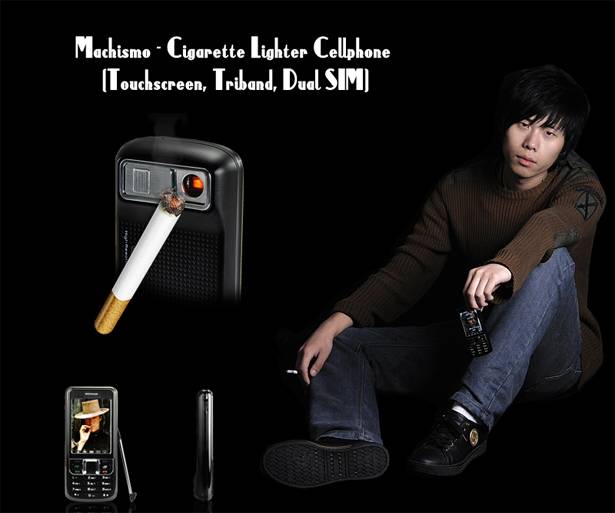 Cigarette lighter built into mobile phone