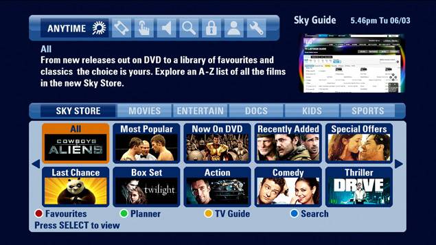 Sky Store replaces Sky Box Office for Anytime+, movie selection expands