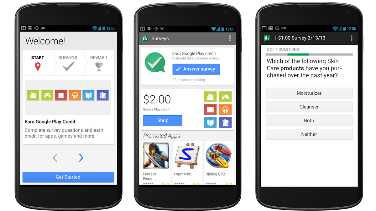 Want some free Play Store cash? Get the Google Opinion Rewards app