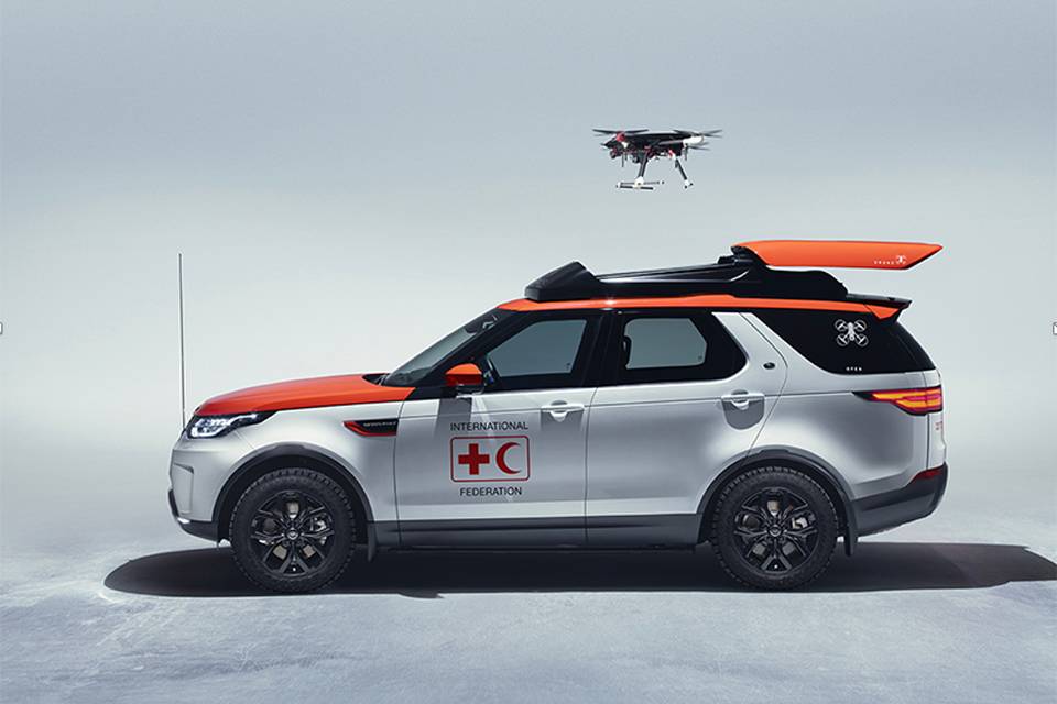 Red Cross Land Rover Discovery can dispatch a drone to save lives