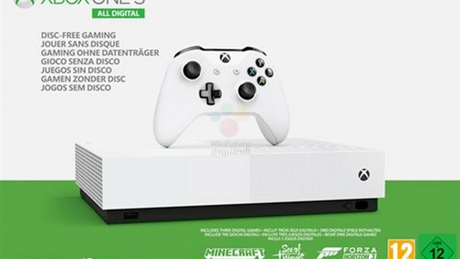 This is what the upcoming no-disc Xbox One S All Digital looks like