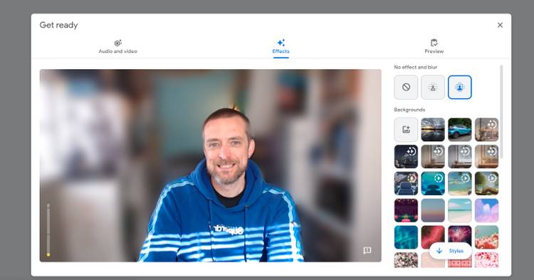 How to blur or use a virtual background on Google Meet