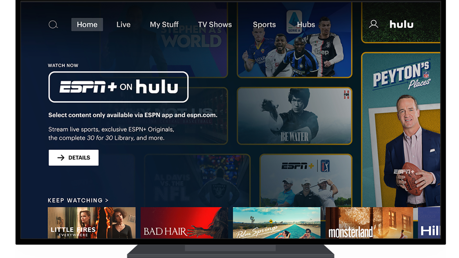 You can watch ESPN+ live sports now directly through Hulu