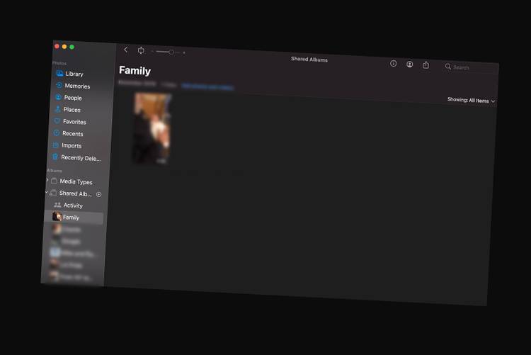 How does Shared Family Album work on iPhone, iPad, and Mac?