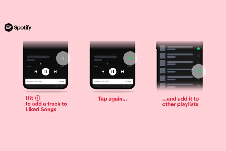 Spotify replaces its heart button with a double-duty '+' button