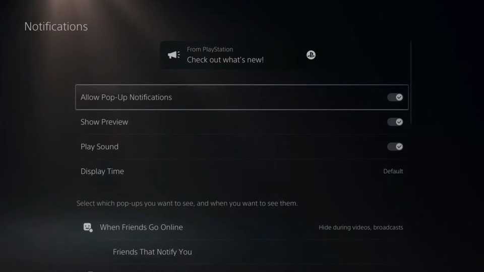 How to disable pop up notifications on the PS5