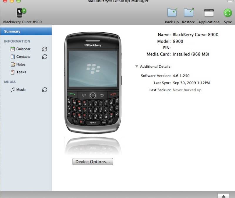 BlackBerry Desktop Manager - Mac