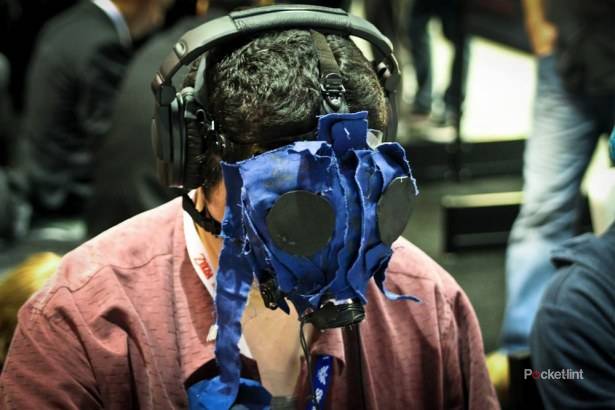 Latest gaming accessory: a blacked out gas mask