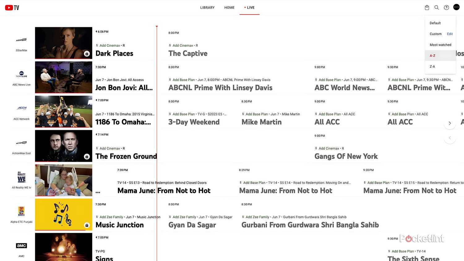 What is included in YouTube TV base plan
