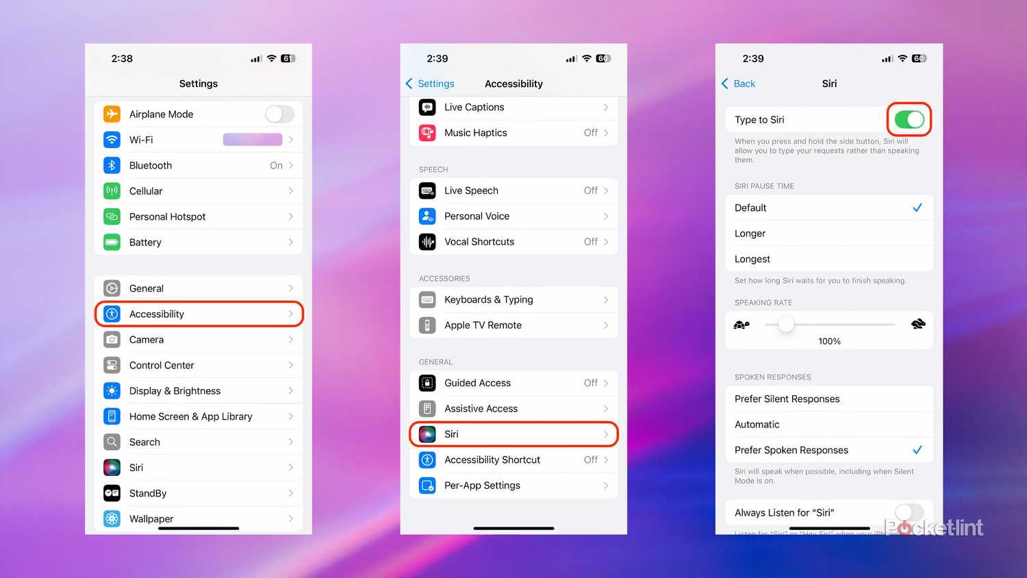 Start typing your questions to Siri by following these steps